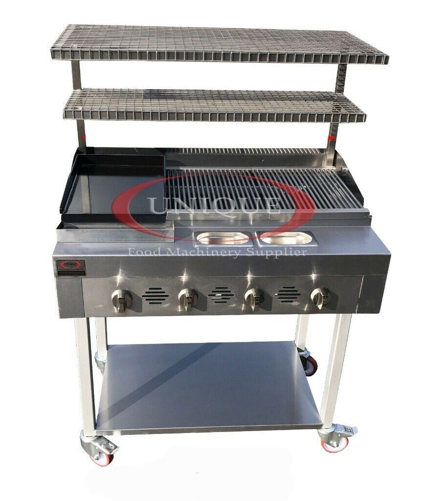 4 BURNER, COMMERCIAL GAS CHARCOAL GRILL – Unique Food Machinery
